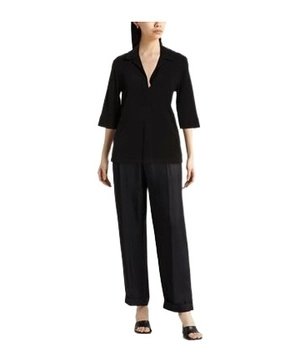 Max Mara Collared Half-placket Three-quarter Sleeve Top