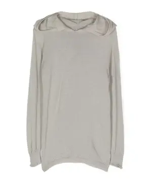 Rick Owens Fine-knit Hooded Top - Light Gray