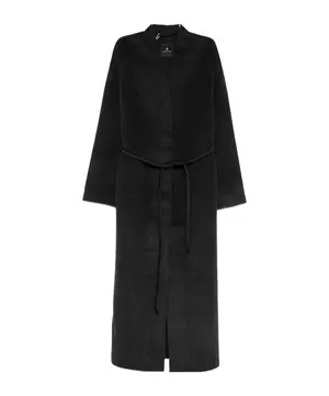 ANINE BING Wrap Coat With Self-tie Belt - Black
