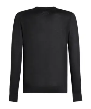 Etro Silk And Cashmere Jumper With Logo On Rear - Black