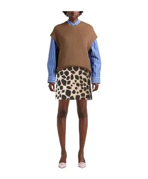 Max Mara Animal Print Twill Mini Skirt