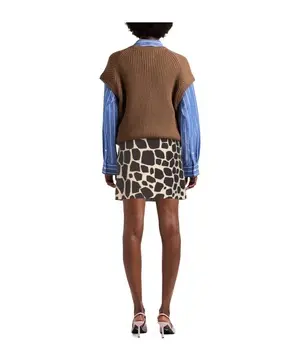 Max Mara Animal Print Twill Mini Skirt