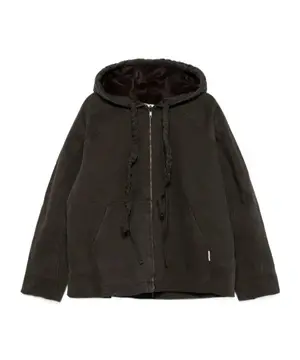 Ottolinger Reversible Zip-up Denim Jacket With Drawstring Hood - Cedar Brown