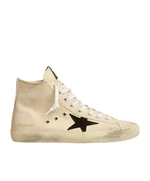 GOLDEN GOOSE Francy Penstar In Canvas With Black Suede Star And Leather Heel Tab - Nude