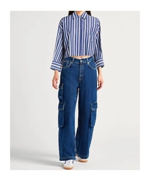 MAXCO. Max&co. Striped Chambray Shirt With Embroidered Logo