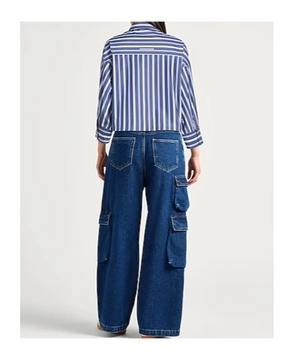 MAXCO. Max&co. Striped Chambray Shirt With Embroidered Logo