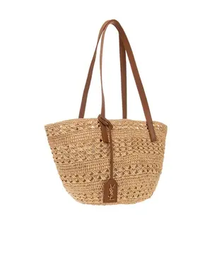 Saint Laurent Logo Pendant Crochet Tote Bag