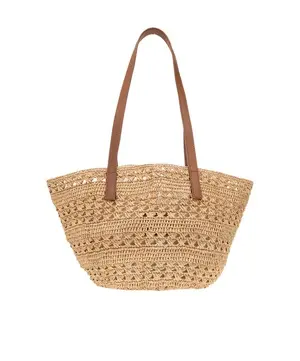 Saint Laurent Logo Pendant Crochet Tote Bag