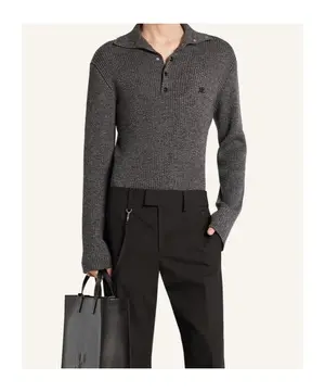 COURREGES Ribbed-knit Polo Top