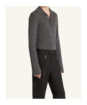 COURREGES Ribbed-knit Polo Top