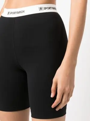 SPORTY  RICH Sporty & Rich Logo Waistband Shorts