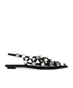 Attico Grid Rhinestone-embellished Ballerina Shoes - No