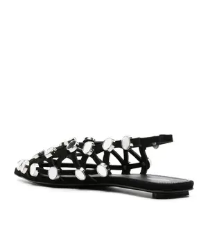 Attico Grid Rhinestone Embellished Ballerina Flats - No
