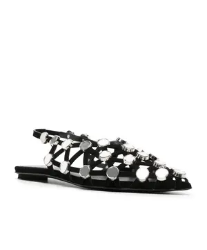 Attico Grid Rhinestone Embellished Ballerina Flats - No