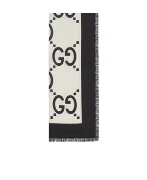 Gucci Gg All-over Logo Silk Scarf - Black