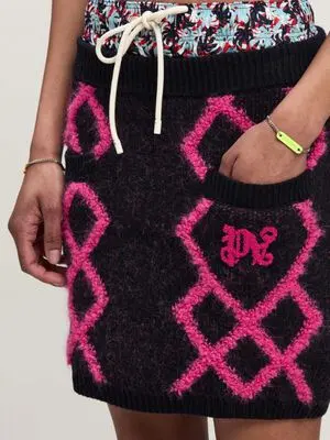 Palm Angels Knitted Argyle Miniskirt
