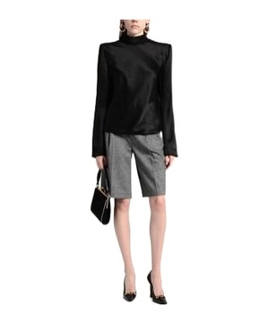 Saint Laurent Glossy Satin Turtleneck Top