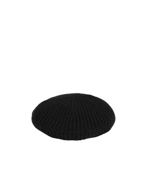 GANNI Vertical Rib Knit Beret - Black
