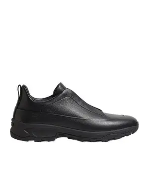 Zegna Triple Stitch Monte Leather Sneakers - Black