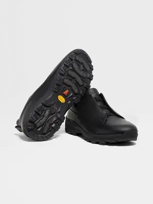 Zegna Triple Stitch Monte Leather Sneakers - Black