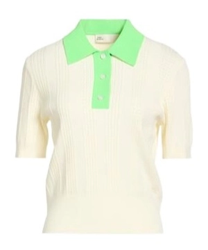 Tory Burch Mid-sleeve Knit Top With Color-blocked Polo Collar