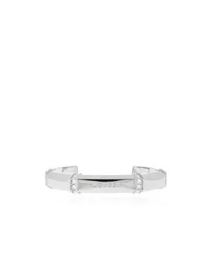 Alexander McQueen Logo Engraved Embellished Bracelet - White