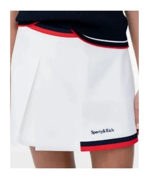 SPORTY  RICH Sporty & Rich Pleated Mini Skirt With Contrast Trim