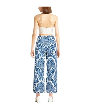 Max Mara Wide-leg Floral Print Poplin Trousers - Blue