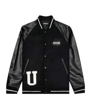 Undercover Psycho Leather-sleeved Bomber Jacket