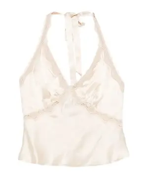 REFORMATION Monica Lace Trim Halter Top - White