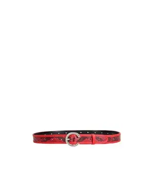 MAXCO. Max&co. Snake Print Leather Belt - Red