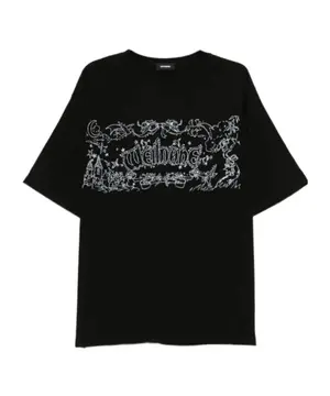 We11Done Crewneck Logo-print T-shirt - Black
