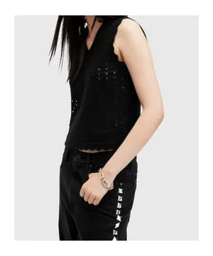 ALLSAINTS Vivian Scalloped Knit Tank Top - Black