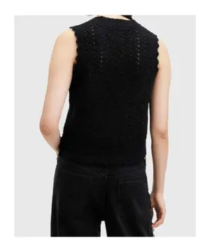 ALLSAINTS Vivian Scalloped Knit Tank Top - Black