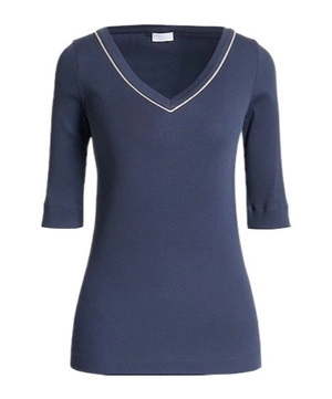Brunello Cucinelli V-neck T-shirt With Appliqué And Trim