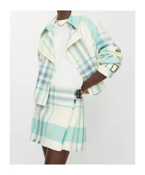 Burberry Check Viscose Blend Mini Kilt With Fringe Detail