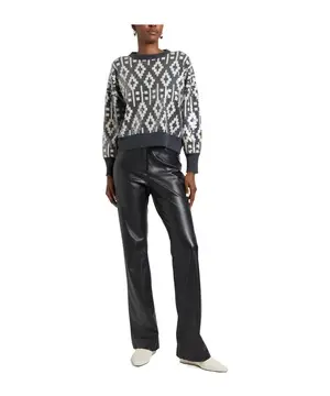 Brunello Cucinelli Geometric Jacquard Sequin Crewneck Knit Sweater