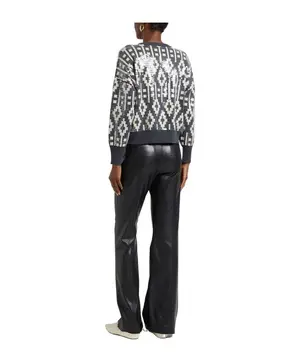 Brunello Cucinelli Geometric Jacquard Sequin Crewneck Knit Sweater