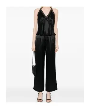 REFORMATION Monica Top With Lace Trim - Black