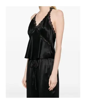 REFORMATION Monica Top With Lace Trim - Black