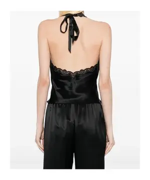 REFORMATION Monica Top With Lace Trim - Black