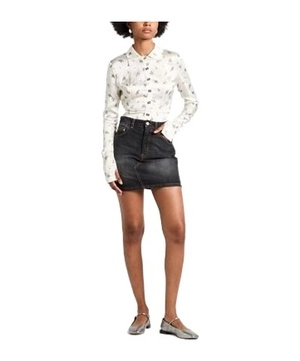 GANNI Floral Printed Collared Long-sleeve Bodysuit Shirt