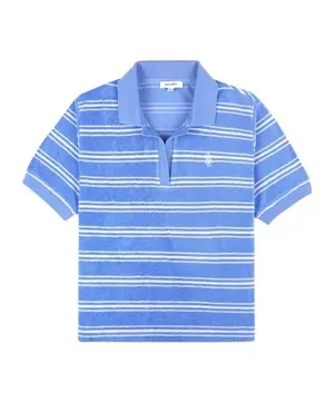 SPORTY  RICH Sporty & Rich Juniper Striped Polo T-shirt