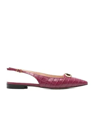 TWINSET Crocodile-effect Slingback Pumps - Red