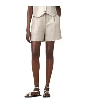 ALLSAINTS Averie Linen High-waisted Pleated Shorts