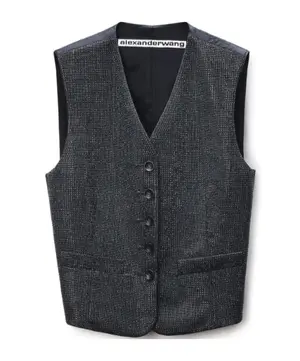 Alexander Wang Tailored Vest With Hotfix Embellishments - Grey