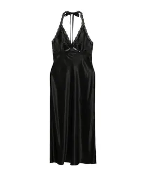 REFORMATION Nora Dress Sleeveless Halterneck Lace Trim Maxi Dress - Black
