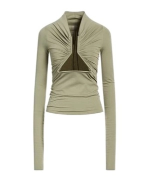 Rick Owens High-neck Long Sleeve Top With Cut Out - Nude