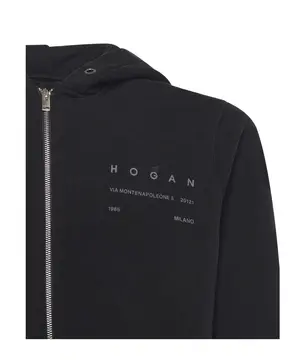 Hogan Logo Printed Full Zip Hoodie