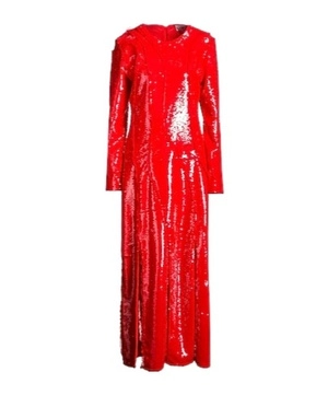 GANNI Sequined Long Sleeve Maxi Dress - Red